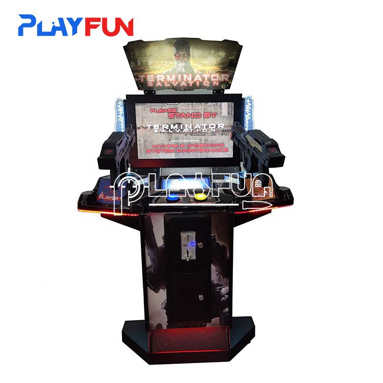 Coin operated arcade gun shooting 32 LED Terminator video shooting game ...